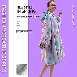COSUSKET Adult Hoodie Wearable Blanket, Tie Dye Super Cozy Warm and Oversized Sherpa Blanket Hooded for Women