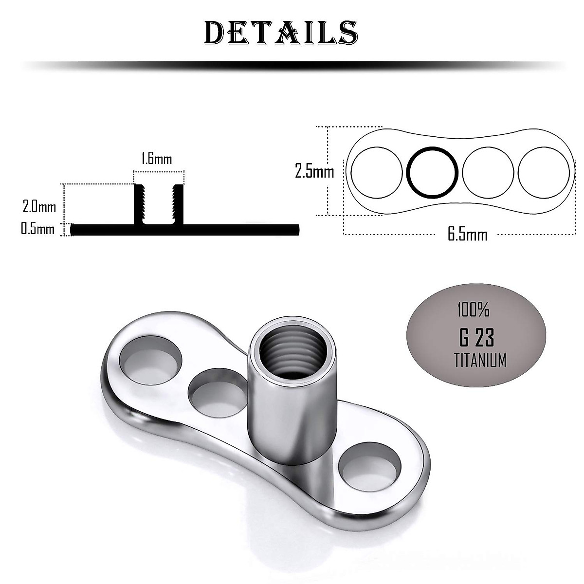 Kridzisw 14G Titanium Dermal Piercing Jewelry Diamond Dermal Tops G23 Hypoallergenic Dermal Base Opal Dermal Anchor 14 Gauge Surgical Stainless Steel Implant Medical Dermal Piercing Jewelry Women Men