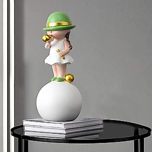 Desktop Figurine Resin Statue Cartoon Sculpture Abstract Crafts Art Ornament Desk Table Statue for Home Bedroom Living Room Garden Office - Girl, Green