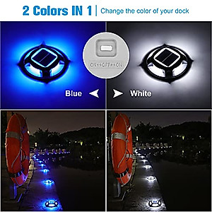 VOLISUN Solar Driveway Lights Dock Marine Lights 12 Pack,2 Colors in 1,Outdoor LED Deck Lights,Solar Powered Waterproof Driveway Marker Lights for Warning Step Wireless Sidewalk Pathway (White/Blue)
