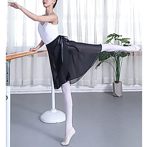 HOEREV Adult Sheer Wrap Skirt Ballet Skirt Ballet Dance Dancewear, Medium, Black