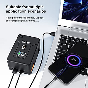 ZGCINE V99 V-Mount Battery 99Wh 14.8V 6800mAh with Dual USB-C,D-TAP,USB-A Output for Video Camera Camcorder Broadcast,V-Lock Battery Compatible with BMPCC 6K Pro/Canon EOS R5C/Sony FX3