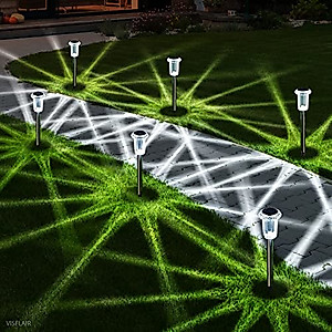 VISFLAIR Solar Pathway Lights Outdoor Decorative 12 Pack LED Waterproof Stainless Steel Garden Stakes Lights for Outside Yard, Path, Patio, Driveway Decor Landscape Lighting