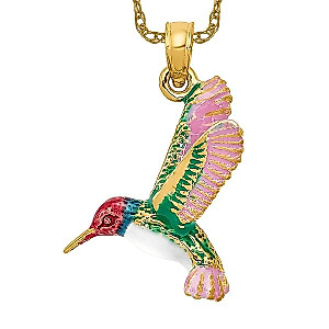 IceCarats 14K Yellow Gold Hummingbird Necklace Bird Pendant Charm Only