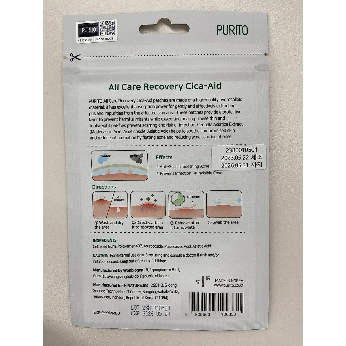 Pimple Patches, Pack of 2, All Care Recovery Cica-Aid 51 Patches, Blemish Spot, Pimple Spot Treatment, Hydrocolloid Dots, Absorbing Cover, Centella, Invisible