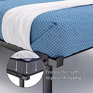 HAAGEEP 20 Inch Tall Platform Bed Frame King Size Metal Bedframe No Box Spring Needed Heavy Duty Mattress Frames High