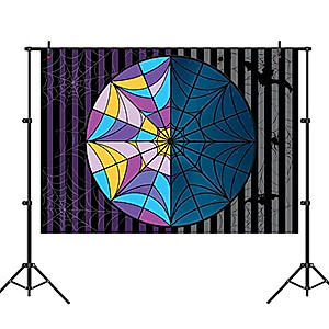 Wednesday Happy Birthday Backdrop Children Spider Gothic Happy Birthday Photography Background Decorations Kids Wednesday Party Banner Supplies 7x5ft