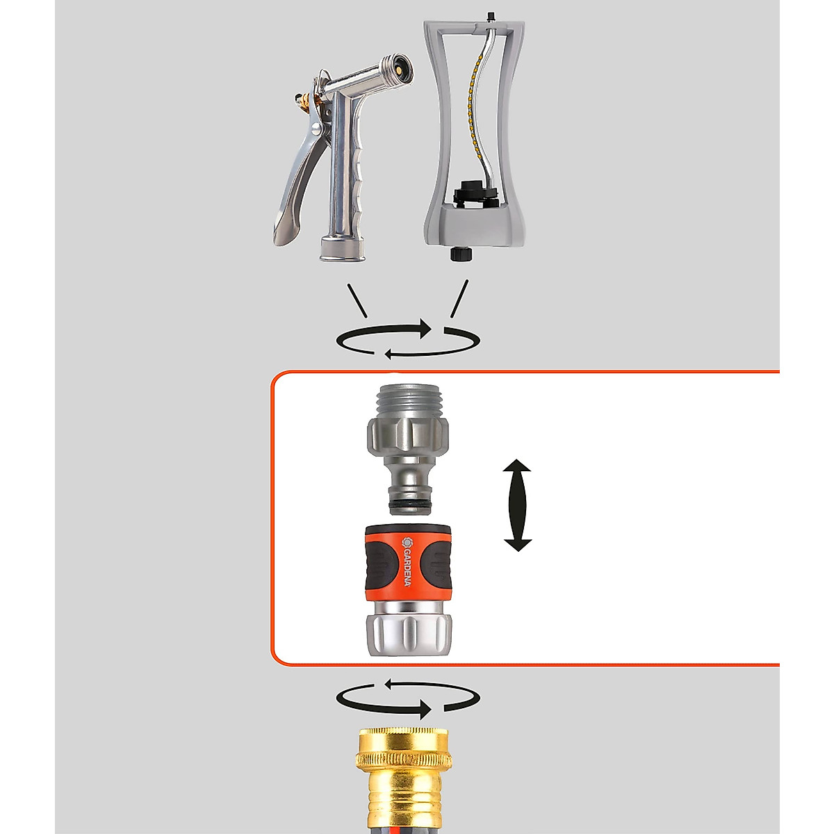 Gardena Heavy Duty 4 Piece Premium Metal Quick Connector Starter Set - Connect Accessories in Seconds