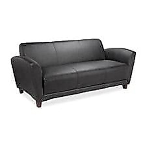 Lorell LLR68950 - Reception Collection Black Leather Sofa