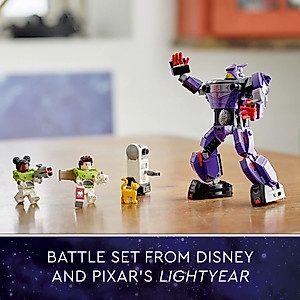 LEGO Disney and Pixar’s Lightyear Zurg Battle 76831 - Buildable Robot Toy with Mech Action Figure, Buzz Minifigure with Laser and Jetpack, Great Gift for Boys, Girls, and Kids Ages 7+