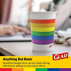 Glad Everyday Disposable Paper Cups with Rainbow Design | Heavy Duty Paper Cups, 12 Oz Paper Cups for All Beverages and Everyday Use | 12 Ounces, 50 Count