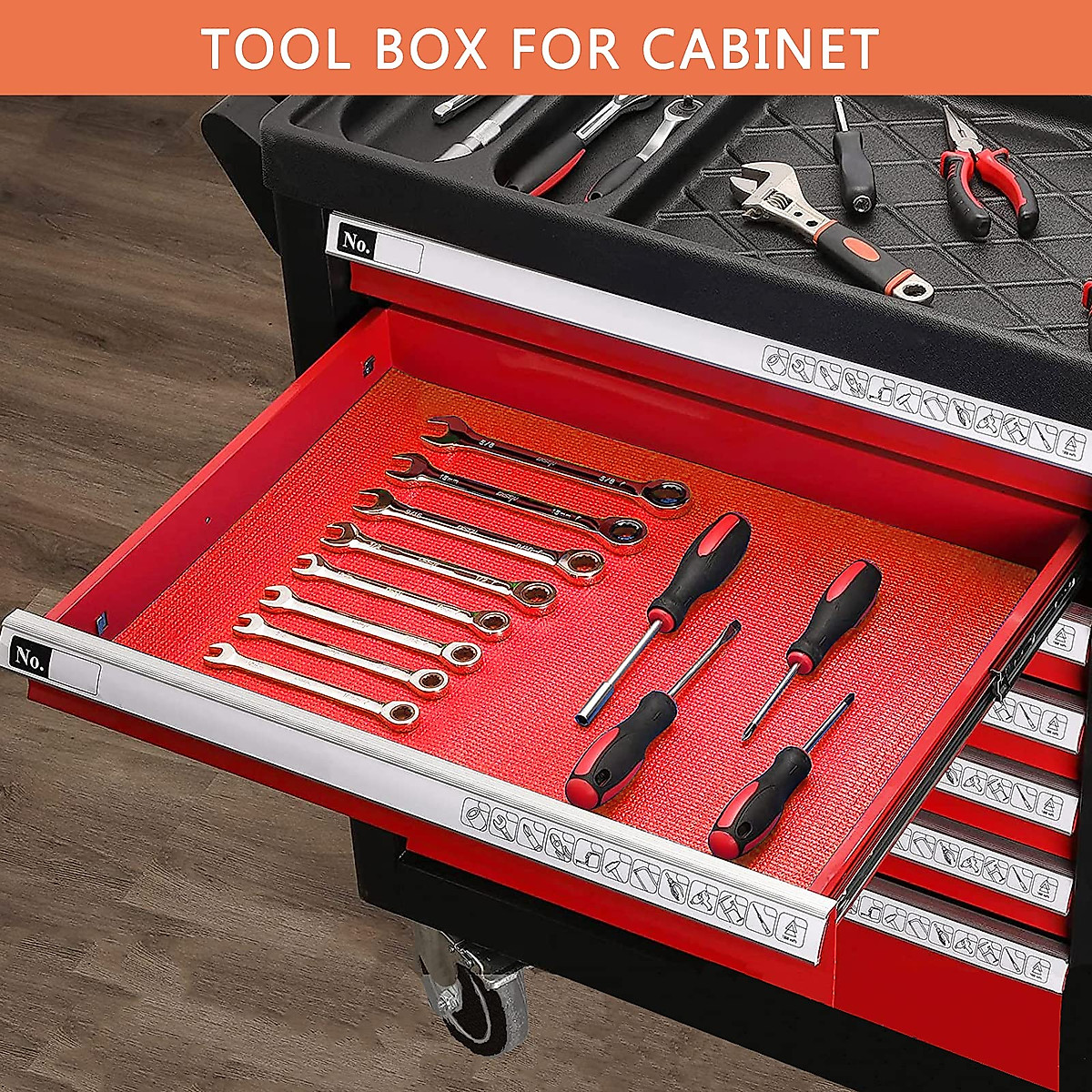 Foam Toolbox Liner Drawer Mat 1/8 Inch Thick X 16 Inch Wide X 16 Ft Long Red, No Slip for Protecting Cabinet, Garage, Cart, Tool Box