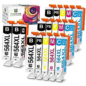 BINKSYLER 564XL Ink Cartridges for HP Printers (17 Combo Pack with Photo Black) Replacement for HP 564 564XL with Photosmart 5520 6510 7520 7525 DeskJet 3520 3522 Officejet 4620 Premium C309A C410A