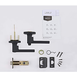 Amazon Basics Contemporary Madison Door Lever with Lock, Privacy, Matte Black