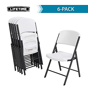 LIFETIME 80747 Commercial Grade Folding Chairs, 6 Pack, White Granite