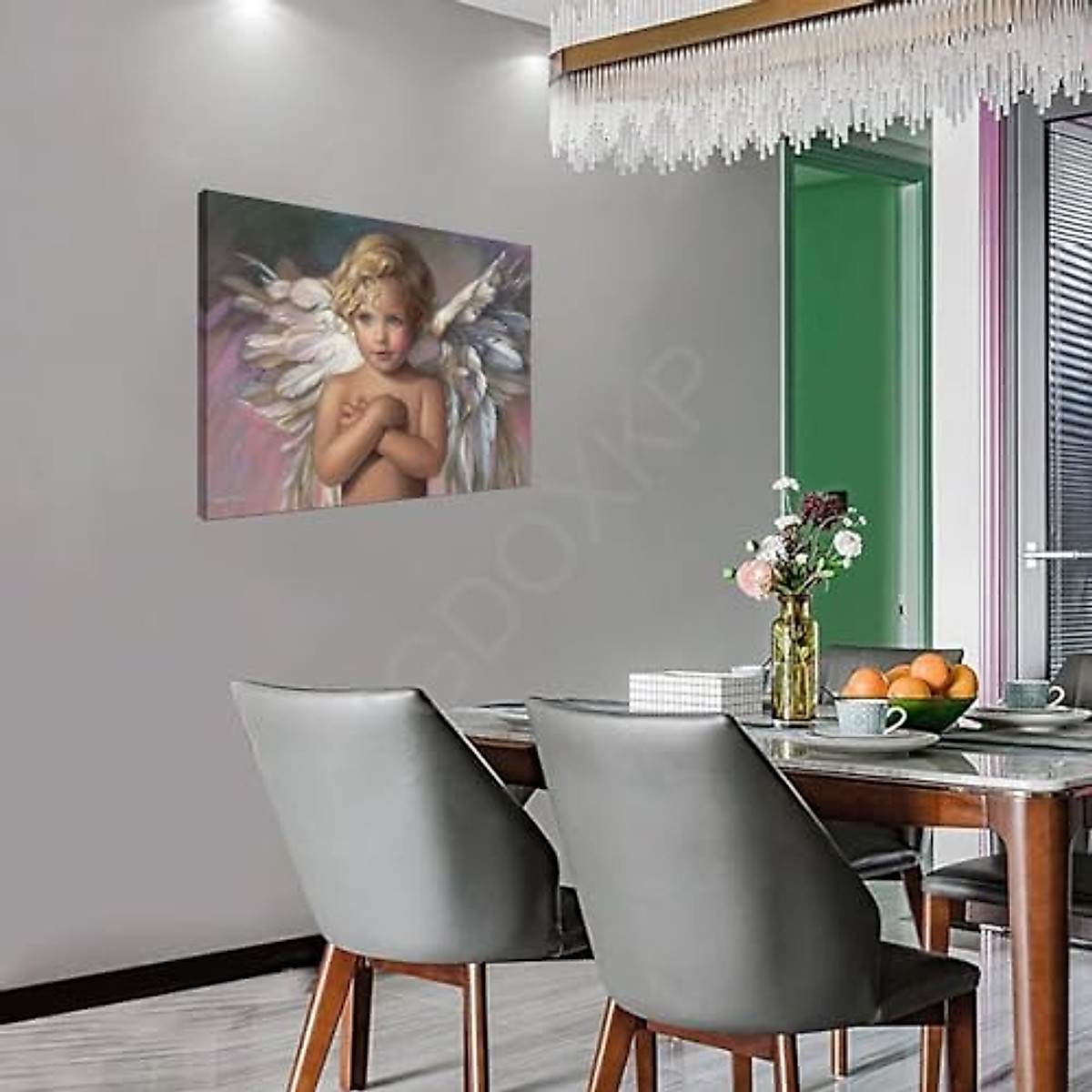 American Artist Nancy Noel's Work Angel Girl Angel Wings Retro Art Poster Canvas Poster Bedroom Decor Office Room Decor Gift Frame-style 20x16inch(50x40cm)