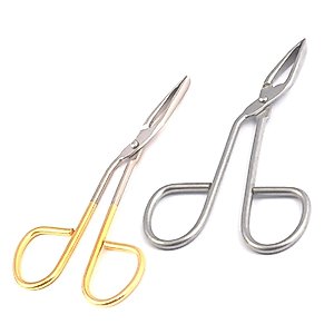 LAJA IMPORTS Stainless Steel 'Eyebrow Tweezer, Scissors Shaped Slant Tip Tweezer Clip, Set Of 2 - Gold & Silver