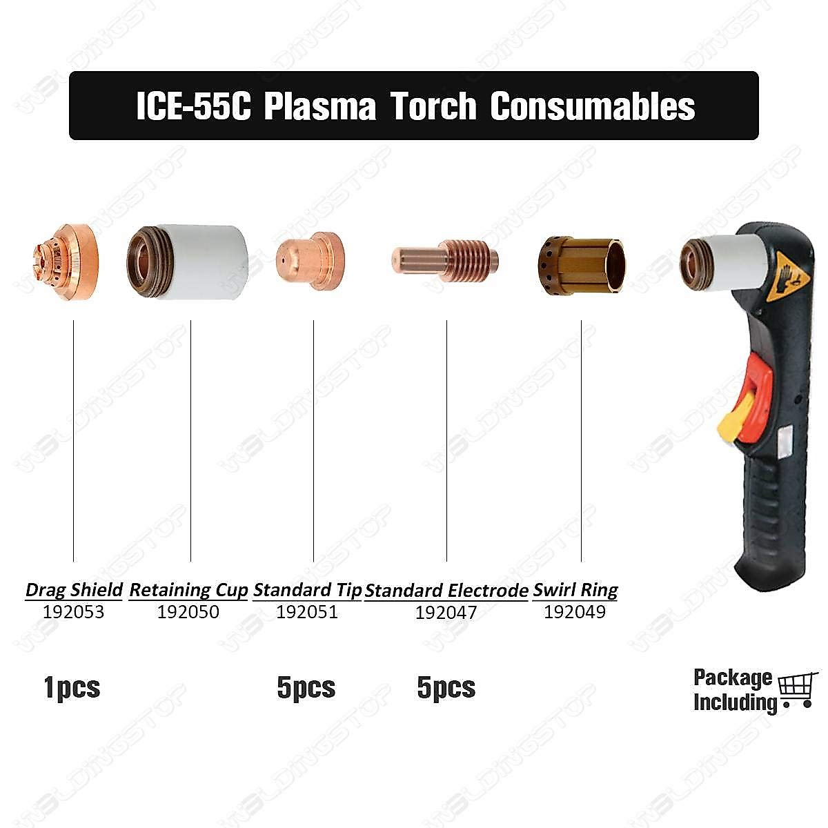 11pc Drag Set for Miller ICE-50 ICE-50C 50CM Plasma Torch Ref. Code 192047 192051 192053