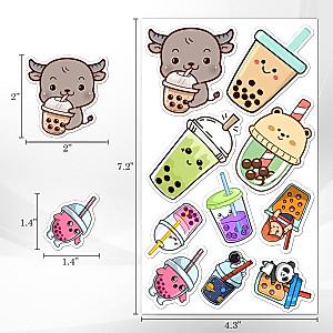 50 Pack Pcs Boba Bubble Tea Stickers for Water Bottles Waterproof Vinyl Laptop Luggage Helmet Cups Funny Cute Random Sticker Packs Teens Girls Adults Boys Aesthetic Small Decals