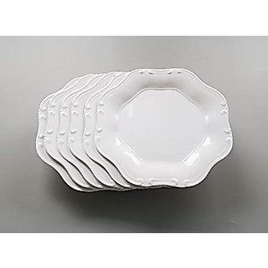 LOK-OSEMILE Melamine Dinner Plates Set for 6, 11 inch Dinner Dishes Set for Indoor and Outdoor Use, White