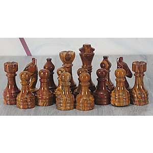 Radicaln Marble Chess Pieces Red & Coral 3.5 Inch King Figures Handmade 32 Chess Figures - Suitable for 16-20 Inch Chess Game - Board Games