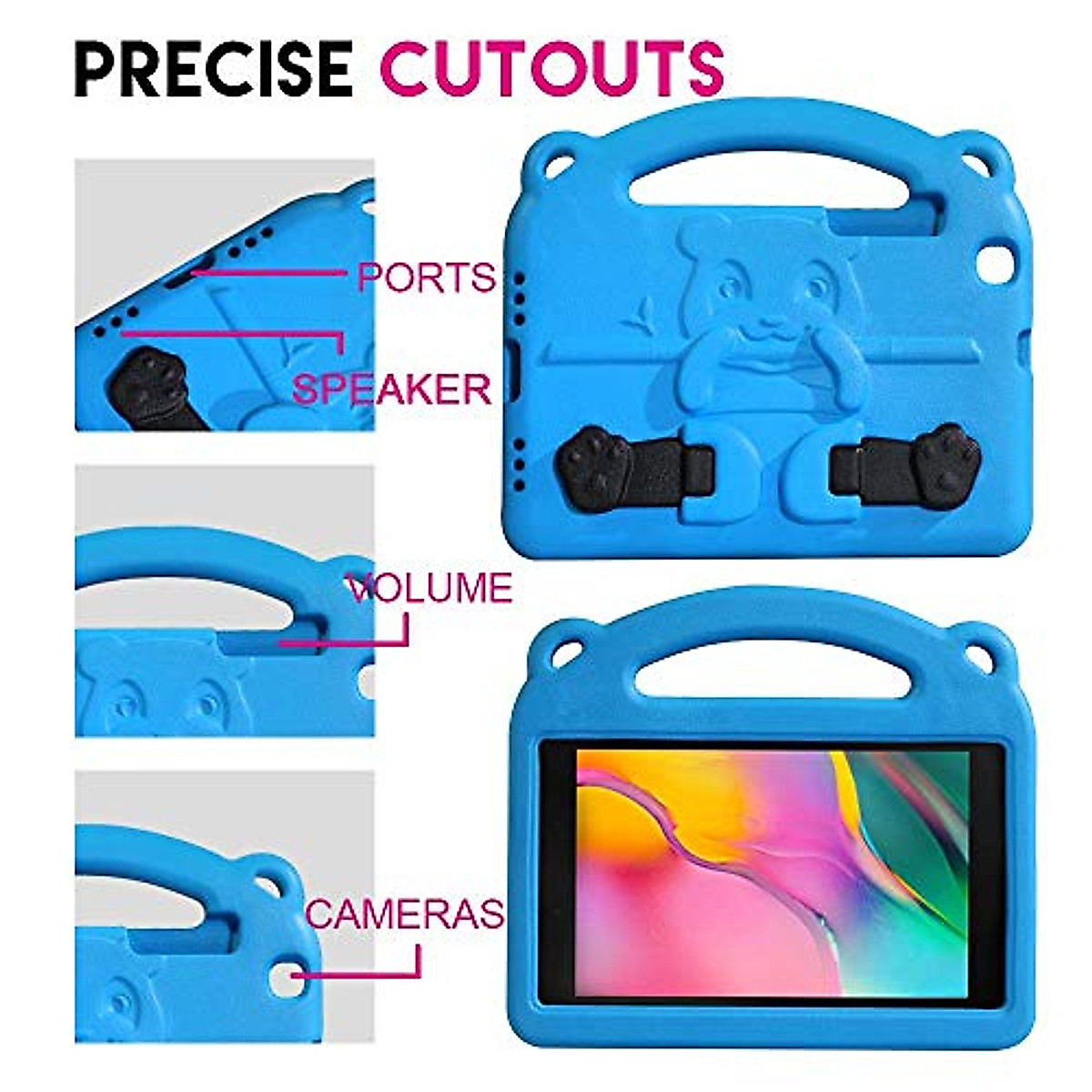 FIREVASE Tablet Case for Samsung Galaxy Tab A 8.0 Inch,2019 SM-T290/T295, EVA Protective Case Shock Absorption Convertible Built-in Handle Lightweight Child Protective Case with Shoulder Strap (Blue)