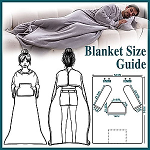 M.Nollby Wearable Blanket Flannel Fleece Snuggle Blanket with Sleeves and Pocket for Women Men Cozy and Comfy Soft TV Blanket Wrap Throw for Sofa and Bed