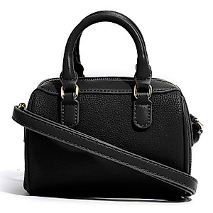 Like Dreams Women's Everyday Fashionable Micro Mini Barrel Vegan Leather Crossbody Handbag (Black)