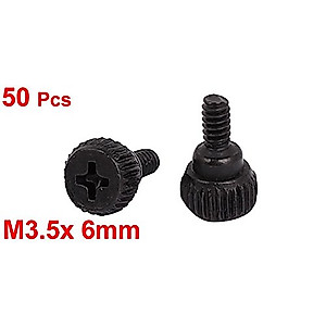 uxcell PC Computer Case Thumbscrews 6#-32 M3.5 Thumb Screws Black 50 Pcs