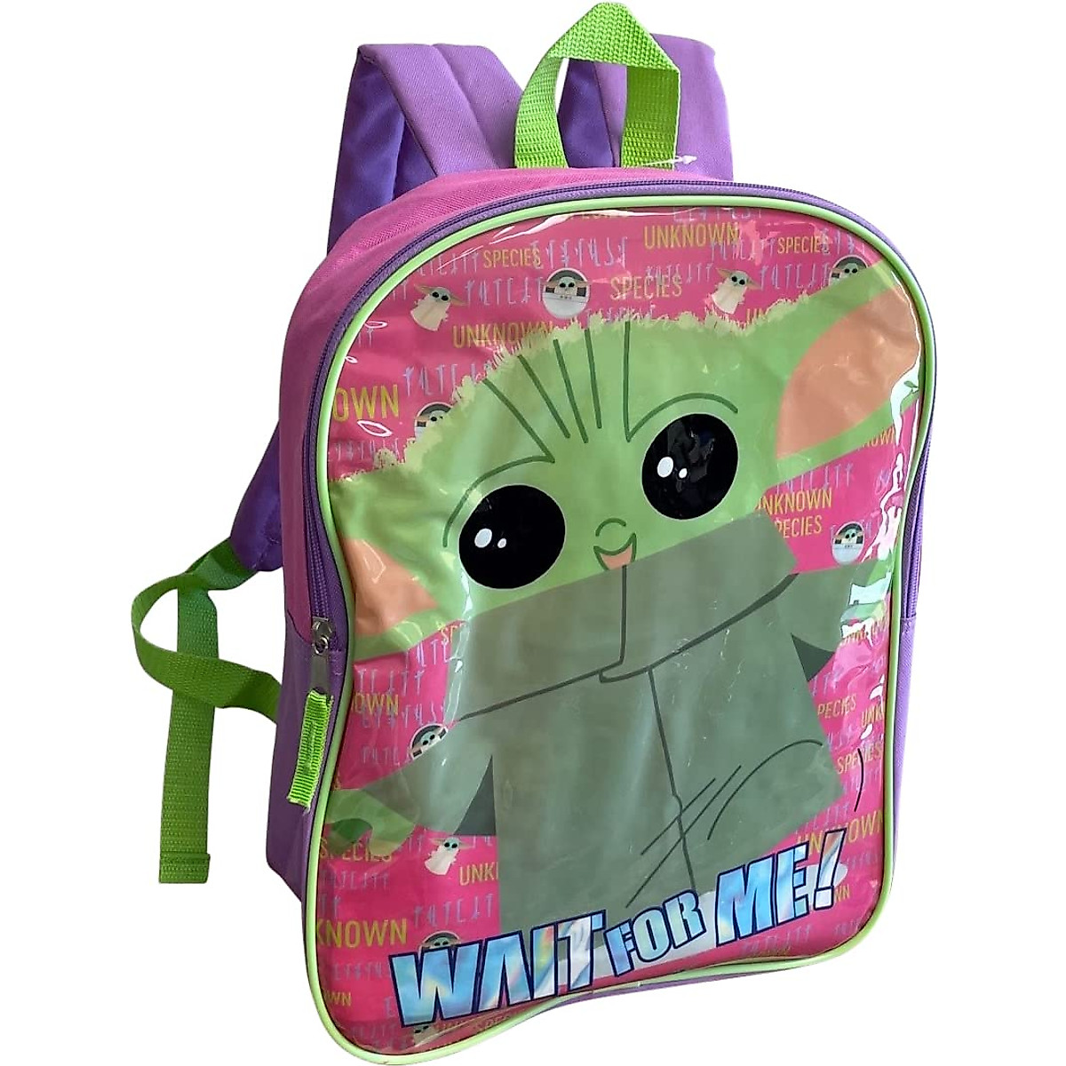 Star Wars The Mandalorian Baby Yoda 15" School Backpack (Pink-Purple-Green)