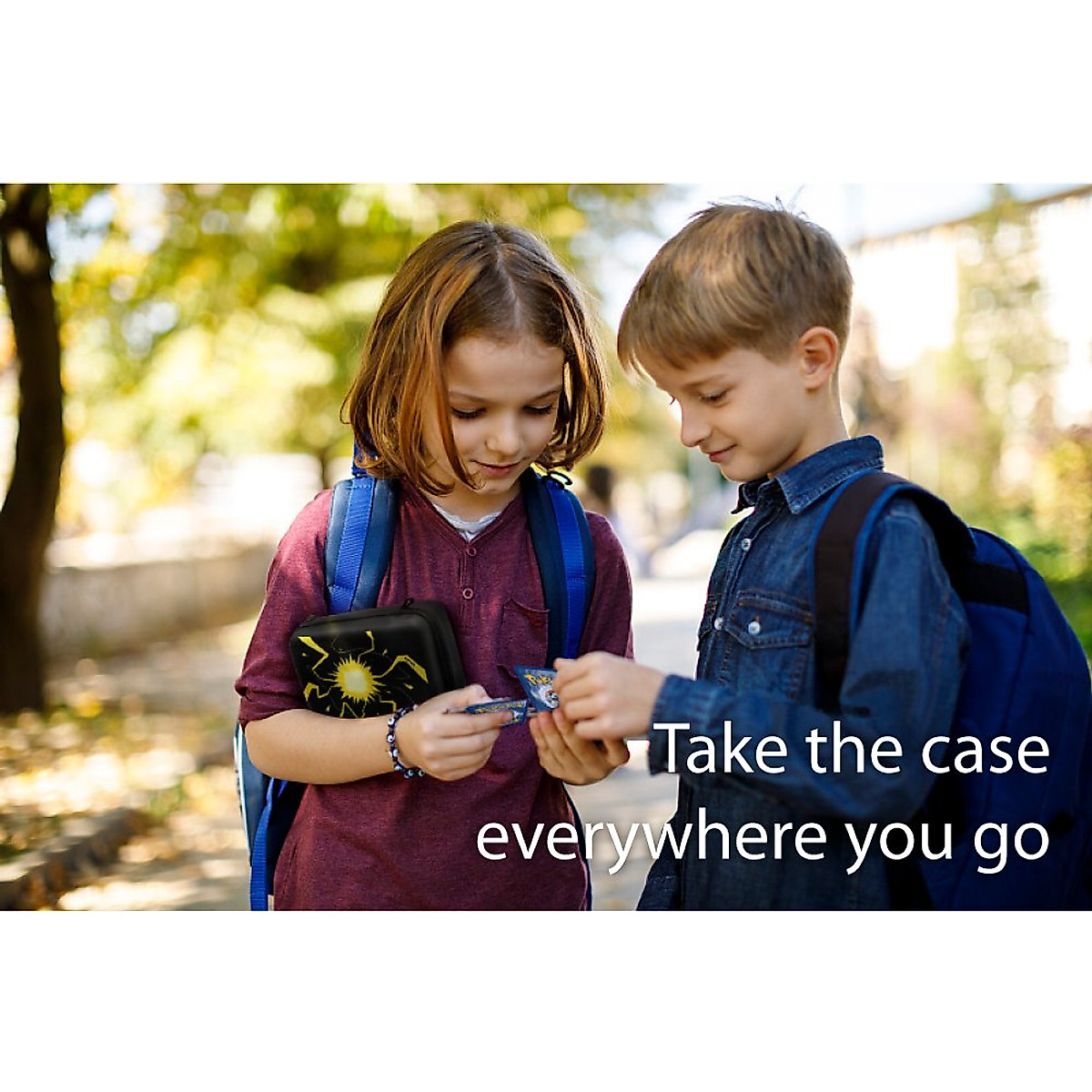 Rayvol Carrying Case for Pokemon Trading Cards, Fits up to 400 Cards, Card Holder with Hand Strap & Carabiner, Black