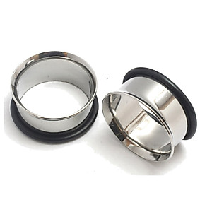 Zaya Body Jewelry Pair Single Flare Stainless Steel Tunnels Gauges Ear Stretching Kit 00g 7/16 1/2 9/16 5/8 3/4 7/8 1 Inch (9/16" 14mm)