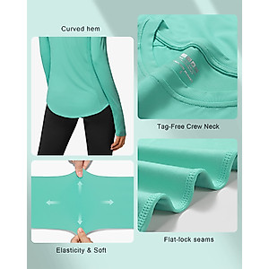 (Size:L) 2 Pack Womens Long Sleeve UV Sun Shirts UPF 50+ Workout Swim Rash Guard Tops