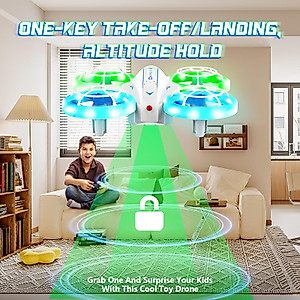 Mini Drone for Kids and Beginners, LED Quadcopter with Altitude Hold, 3D Flip, Headless Mode, 2 Batteries, Easy to Fly RC Drones, Kids Drone Toys for Boys Girls Adults Christmas Birthday Idea Gifts