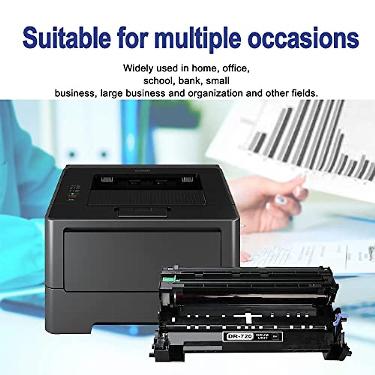 (1 Pack,Black) DR720 DR-720 Compatible Drum Unit (Not Include Toner) Replacement for Brother HL-5440D HL-5450DN HL-5470DW/DWT DCP-8110DN DCP-8150DN DCP-8155DN MFC-8710DW Drum Unit Printer