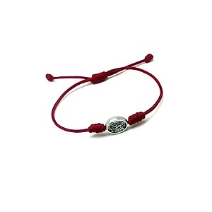 MedjugorjeStoneGifts St Michael simple bracelet, patron saint medal, mens womens catholic adjustable cord bracelet (Red)