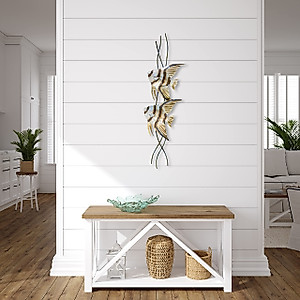 T.I. Design Angelfish Pair Vertical Facing Left Contemporary Coastal Metal Wall Decor