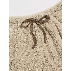 Milumia Womens Two Piece Pajamas Crop Tank Top Tie Waist Fluffy Teddy Shorts Lounge Set (A Brown and Beige, Large)