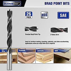 PLATINUMEDGE 140PC Multi-Purpose Drill Bits Set, 88PC Titanium Twist Drill Bits 26 Pieces Masonry Drill Bits 26 Pc Brad Point Drill Bits, with Hard Storage Case, for Wood, Metal, Masonry, etc.