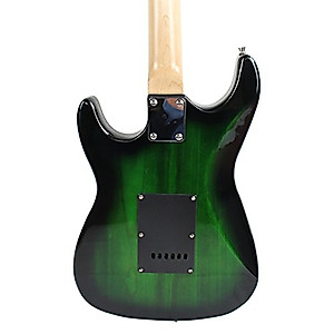 Stedman Pro EG39-TGRB-10W Beginner Series Electric Guitar with Case, Strap, Cable, Capo, Picks, Electronic Tuner, String Winder and Polish Cloth, 10W Amp, Transparent Green/Black Picguard