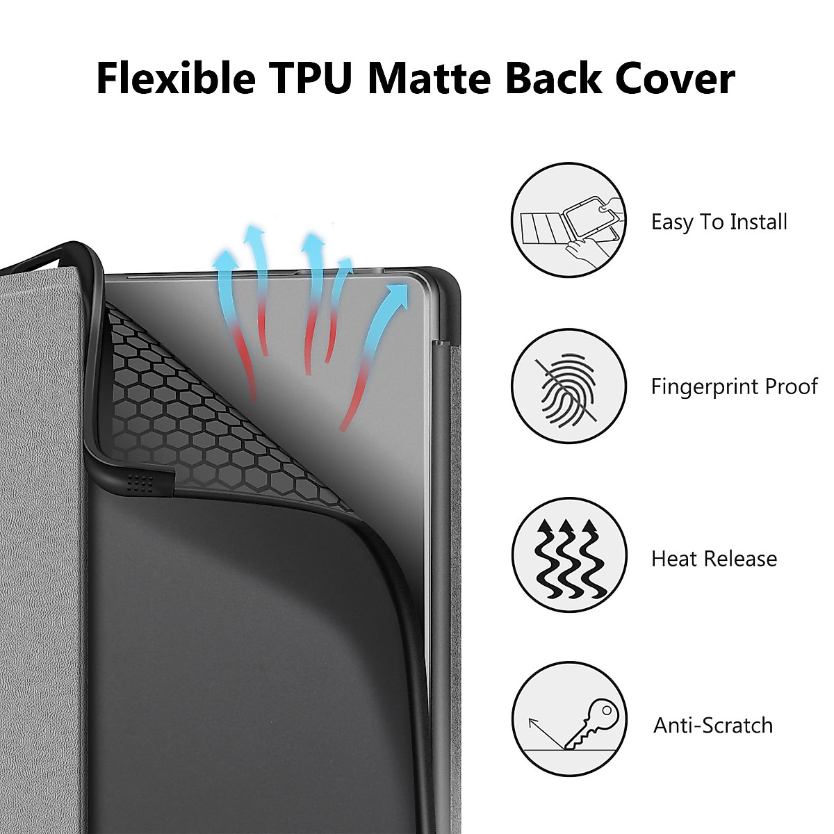 Fintie Case for Microsoft Surface Pro X (2021/2020/2019) - Soft TPU Back Protective Cover Compatible with Type Cover Keyboard for 13 Inch New Surface Pro X (SQ1/SQ2), Black
