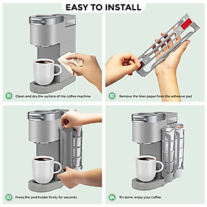 YEMOTTS K Cup Holder for Keurig: Coffee Pod Holder for K-cups - Side Mount K Cup Storage for Small Space - 2 Rows for 10 Kcups Black