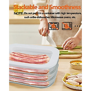 Deli Meat Container for Fridge, Bacon Lunch Meat Container for Refrigerator, Stackable Food Storage Boxes with Lid for Meat, Cold Cuts, Vegetable, Cheese, Salami, 18.6oz