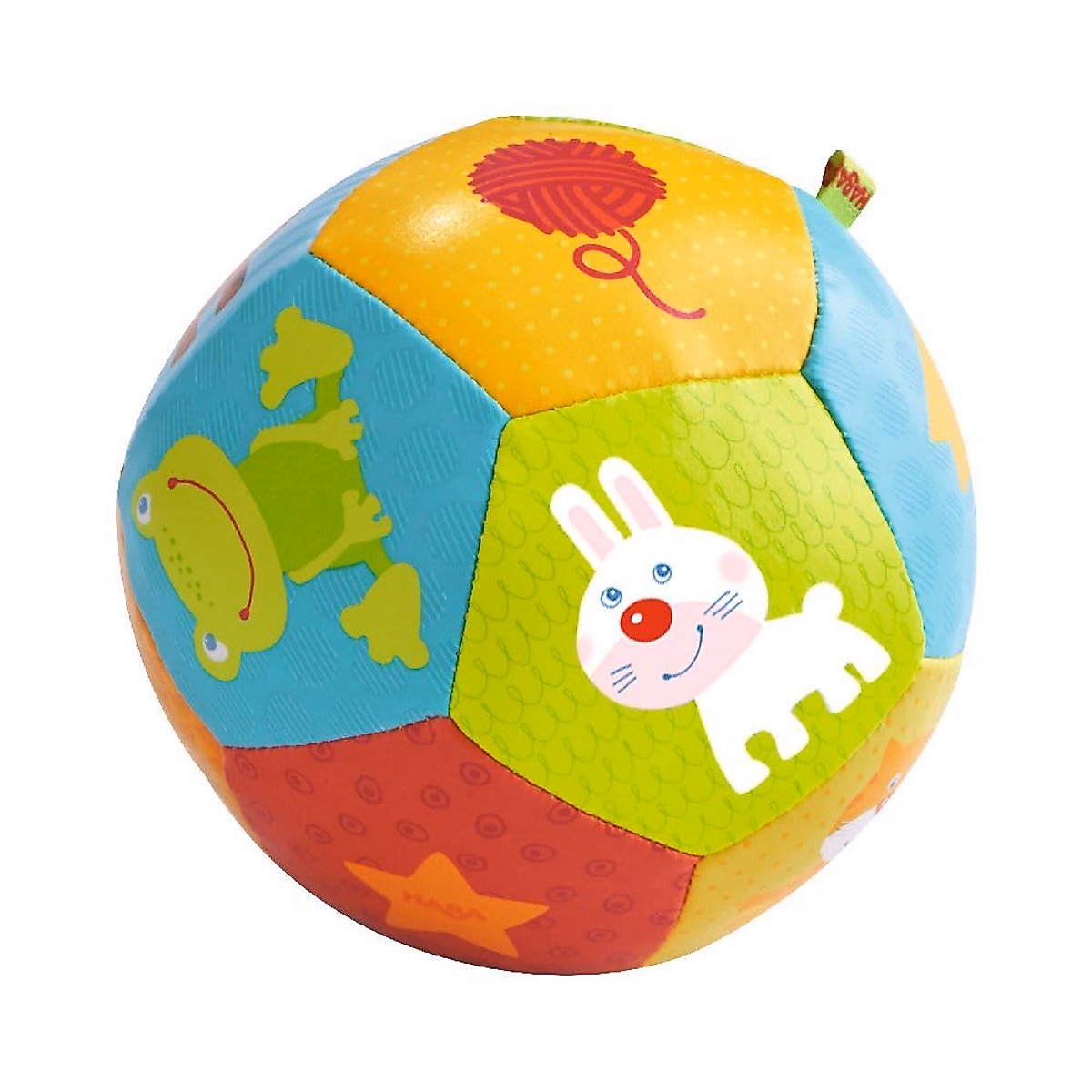 HABA 4.5" Baby Ball Animal Friends Tummy Time and Sensory Play Favorite to Encourage Crawling and Gross Motor Skills for Babies 6 Months and Up