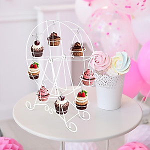Ferris Wheel Cupcake Stand Dessert Serving Tray, Ferris Wheel Cupcake Stand for Carnival and Circus Theme Party Wedding Party Furnishing Accessories (White)