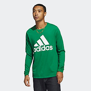 adidas Amplifier Long Sleeve Badge of Sport Tee Men's, Green, Size XL