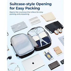 BAGSMART Travel Backpack for Women, 30L Flight Approved Carry on Backpack with Door Lock, TSA Personal Item Backpack with 15.6 Inch Laptop Compartment & Shoe Bag, Weekender Suitcase for Travel, Black