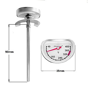 Deep Fry Oil Thermometer for Tempura Fryer Pot,Cooking Thermometer for Hot Oil Deep Fryer，Side of Pot Thermometer with Clip&3.5 inch Probe, Easy Clean up, Reading Fast,