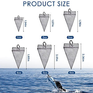 Pyramid Sinkers Fishing Weights Fishing Sinker, Saltwater Fishing Weights Sinkers for Saltwater Surf Fishing Gear Tackle 1oz 2oz 3oz