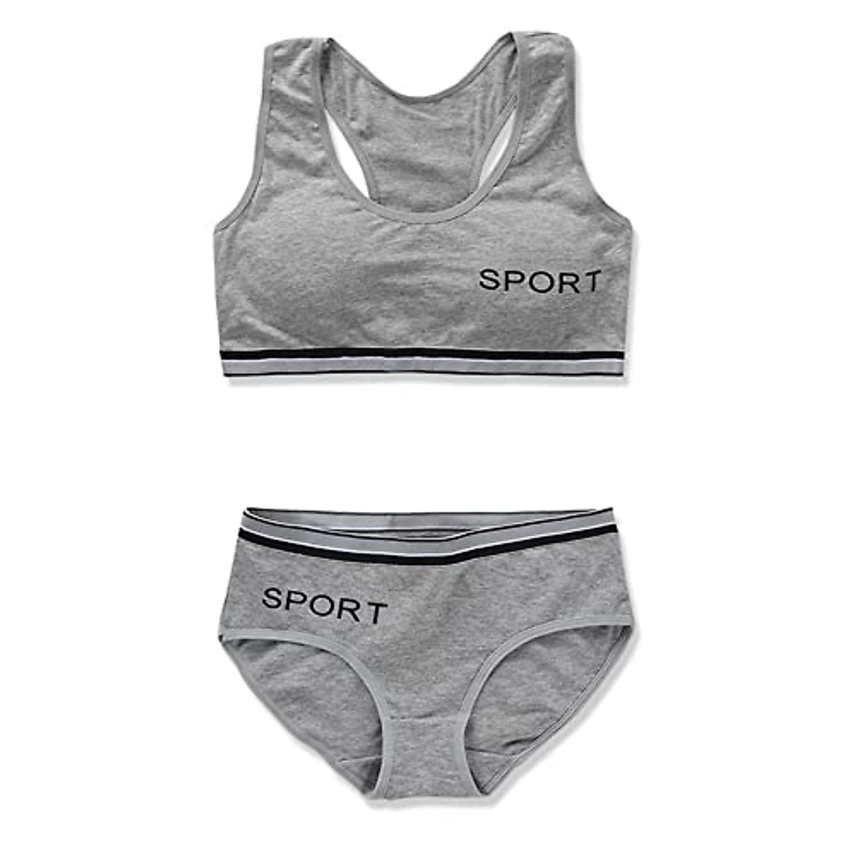 EUBUY Soft Cotton Elastic Breathable Training Bra and Underwear Set for Teen Girls 8-18 Years Old